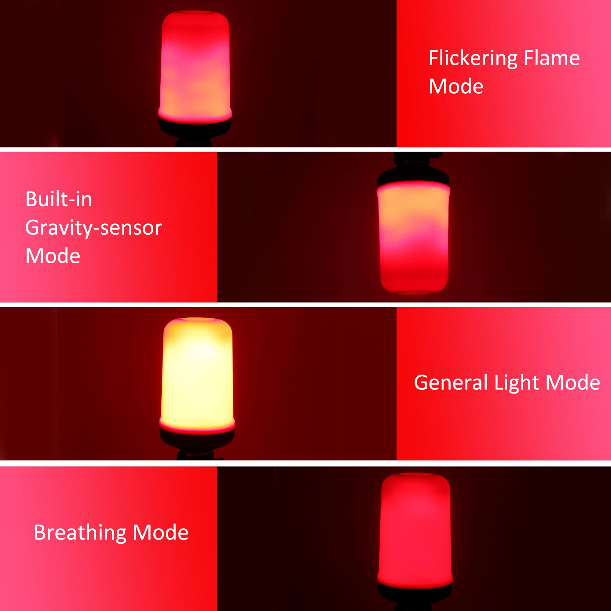 LED Blue Flame Light Bulbs 4 Modes E26 Fire Effect Light Bulbs Realistic Flickering Flame Light Bulbs Simulated Decorative Flame Lights with Gravity Sensor for Halloween Christmas Party, 4 Pack