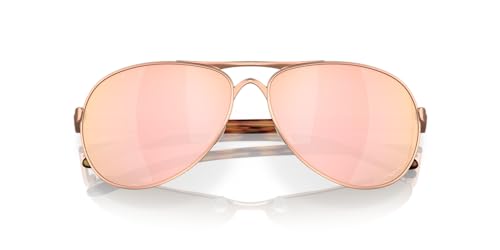Oakley Women's OO4079 Feedback Aviator Sunglasses, Satin Rose Gold/Prizm Rose Gold, 59 mm