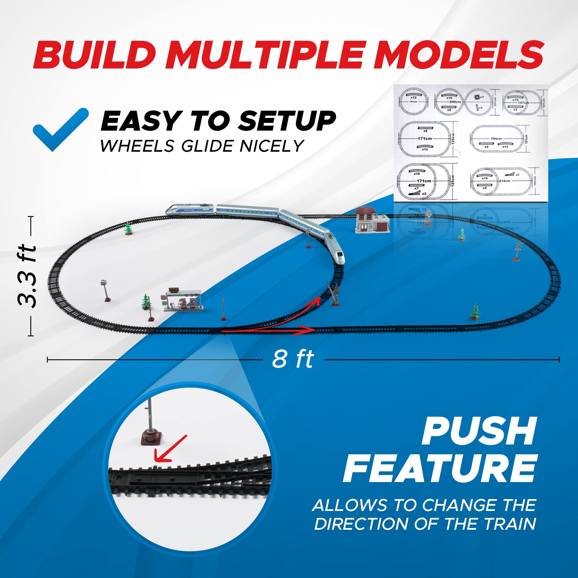 Polar Express Train Set for Boys & Adults - Christmas Under Tree - Electric Train Set Toy Model - Bullet Train Monorail - Jouet de Train Pour Enfant - Tren de Juegete Electrico Navidad