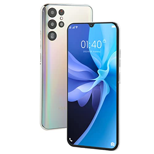 PUSOKEI S22 Ultra 5G Unlocked Smartphone,Silver,6.3in 1080P UHD Waterdrop Screen,MT6582 Quad Core CPU,4GB 64GB RAM,for Android 11,Face Recognition,with WiFi,BT,FM,GPS.(#1)
