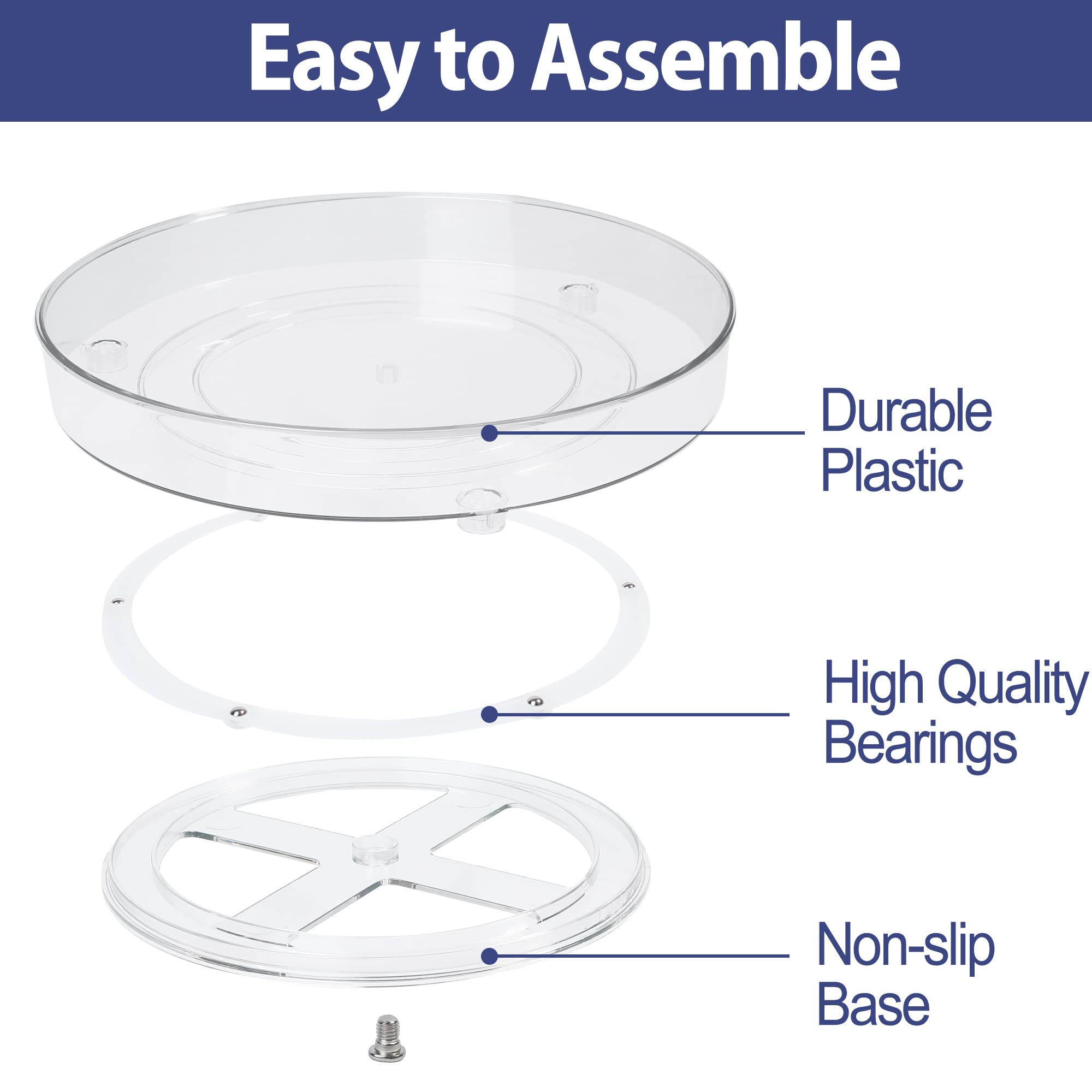 LotFancy Lazy Susan Organizers, 4 Pack 10.6β Clear Lazy Susan Turntable for Kitchen, Cabinet, Fridge, Pantry, Countertop, Bathroom Storage
