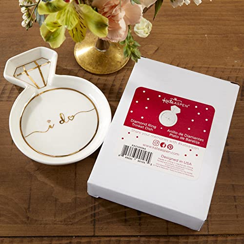 Kate Aspen White Diamond Ring Trinket Dish - Wedding Gift, Decorative Tray, Wedding Ring Holder, Jewelry Tray, Home Décor (23265WT)