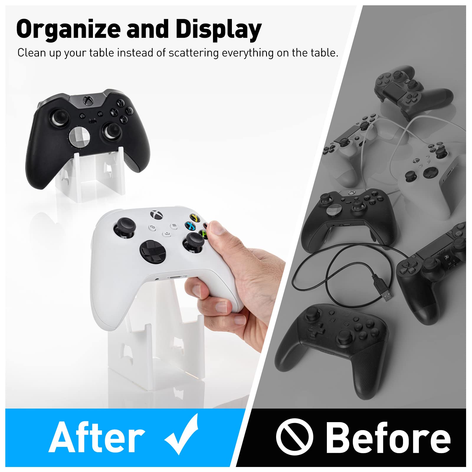 OAPRIRE Universal Controller Stand 2 Pack for PS5 PS4 Xbox ONE Switch, Desktop & Wall Controller Holder Gaming Accessories, Build Your Game Fortresses (White)