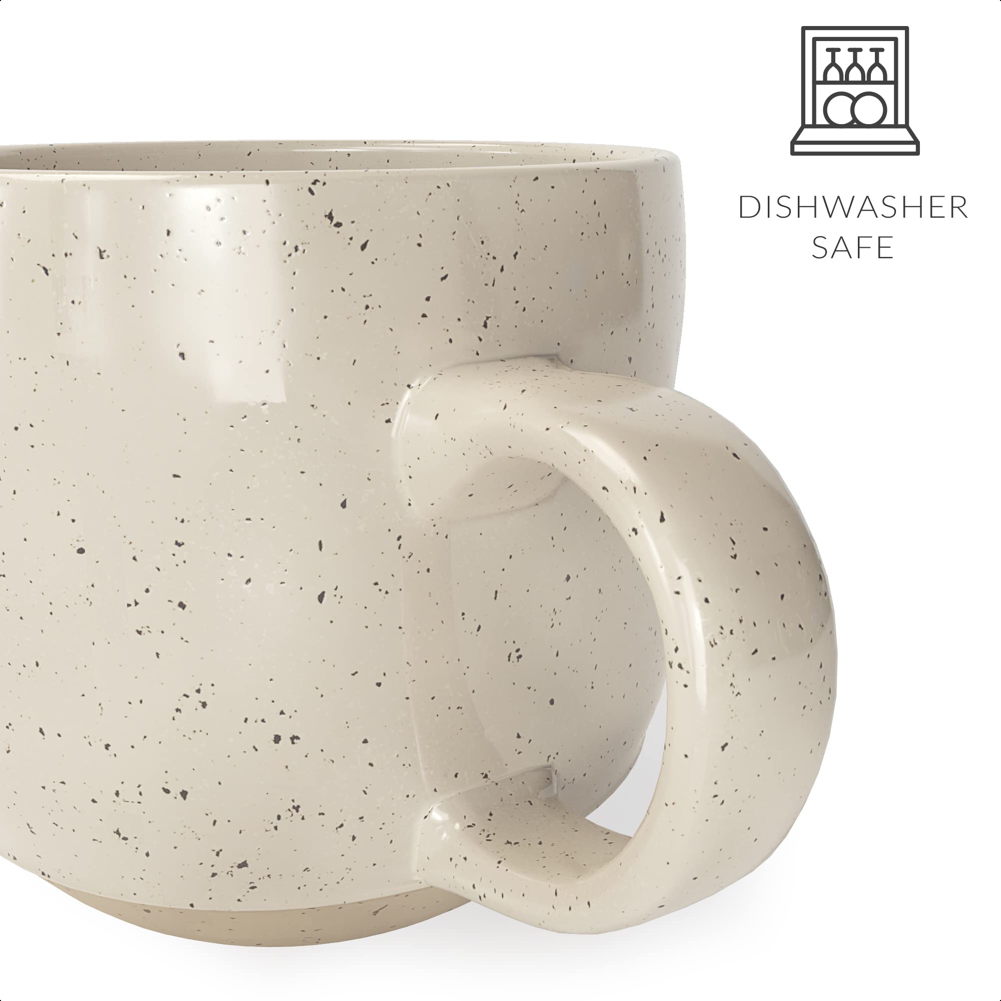 Modern Market Set of 4 Large 16oz Ceramic Coffee Mugs β Stoneware Coffee Mug Tea Cup Set, 5.75" x 4" x 3.75", Beige