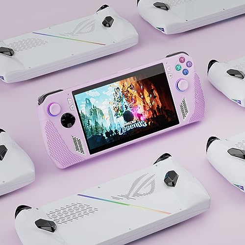 Silicone Skin Case for 2023 ASUS ROG Ally Handheld, ROG Ally Accessories Protective Cover Grip with Stand (Purple)