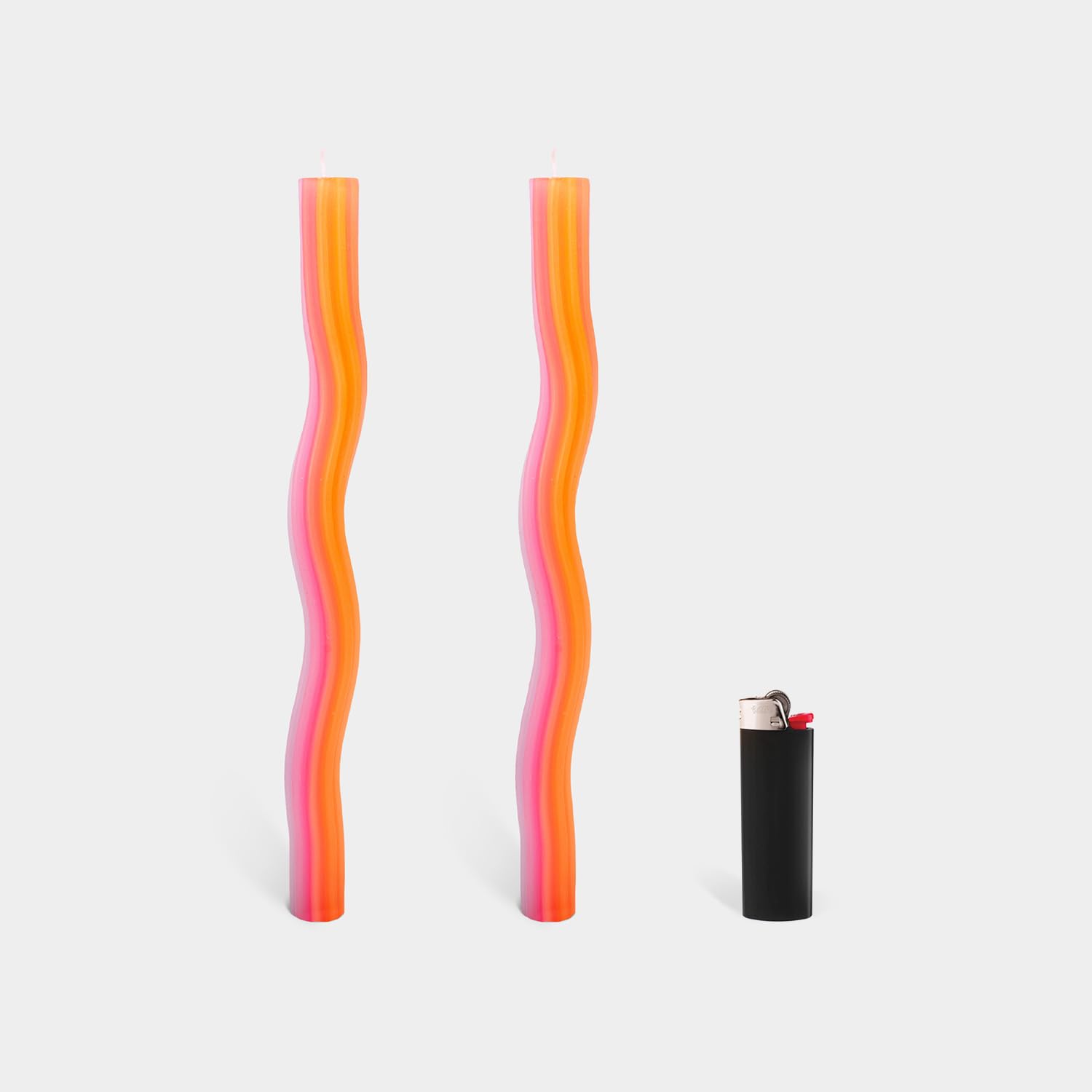 Wiggle Candles (2 Pack) - Joyful Dancing Design Taper Candlesticks | Bright Colors | 7/8β diam x 11β Length | Designed by Lex Pott | Made in USA (Orange)
