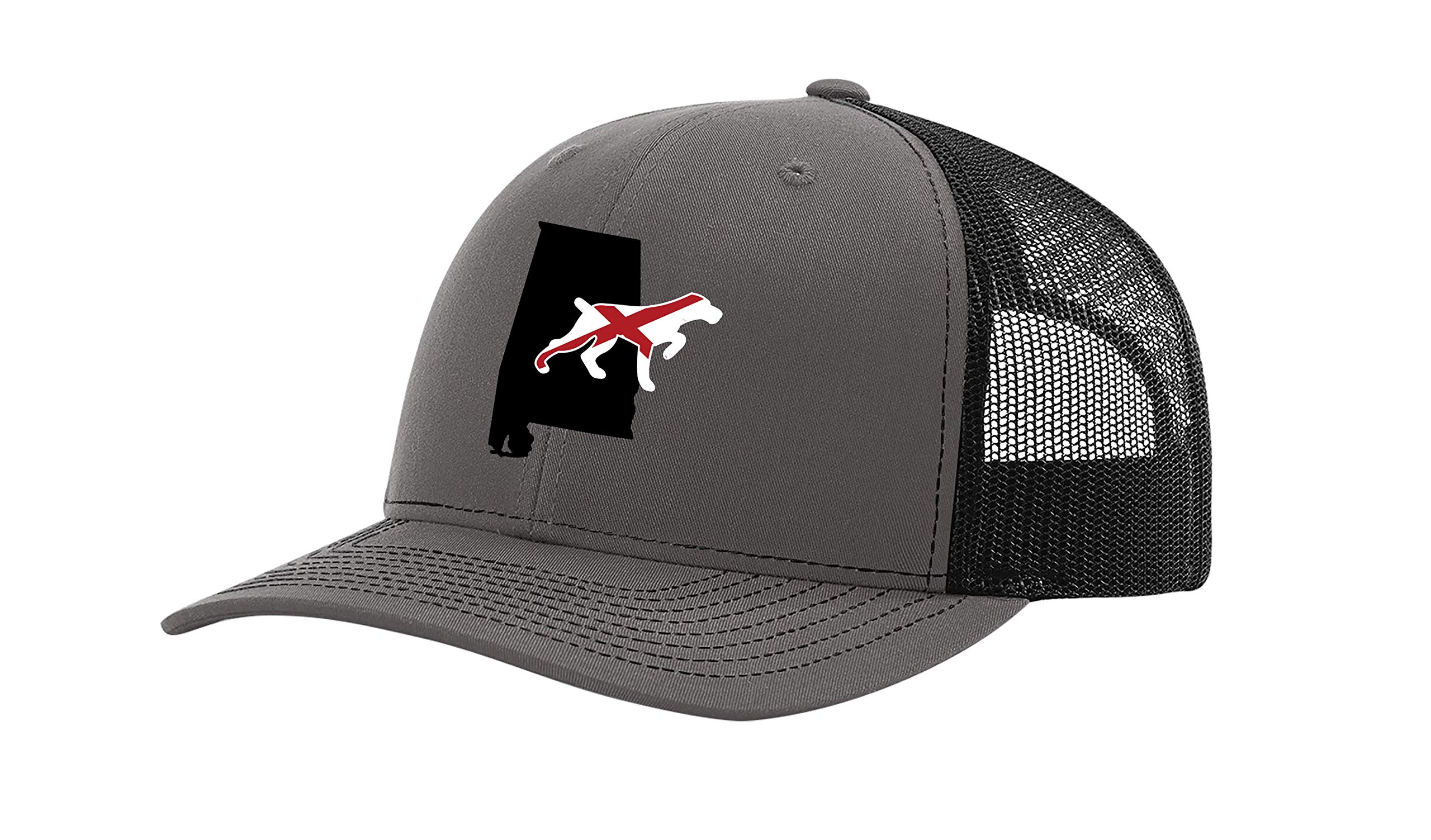It's All About The South Alabama State with Flag Filled Dog Mesh Back Trucker Hat-Charcoal/Black