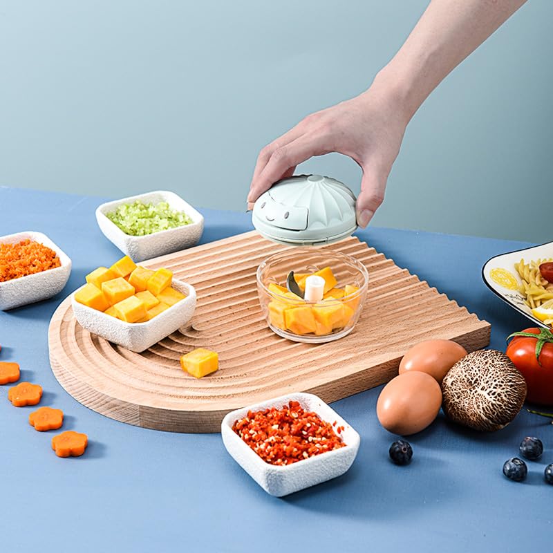 SAYIHEXIHE Garlic Chopper Mini Manual Hand Food Chopper for Kitchen Onion Dicer Crusher Garlic Mincer Blue 160ml