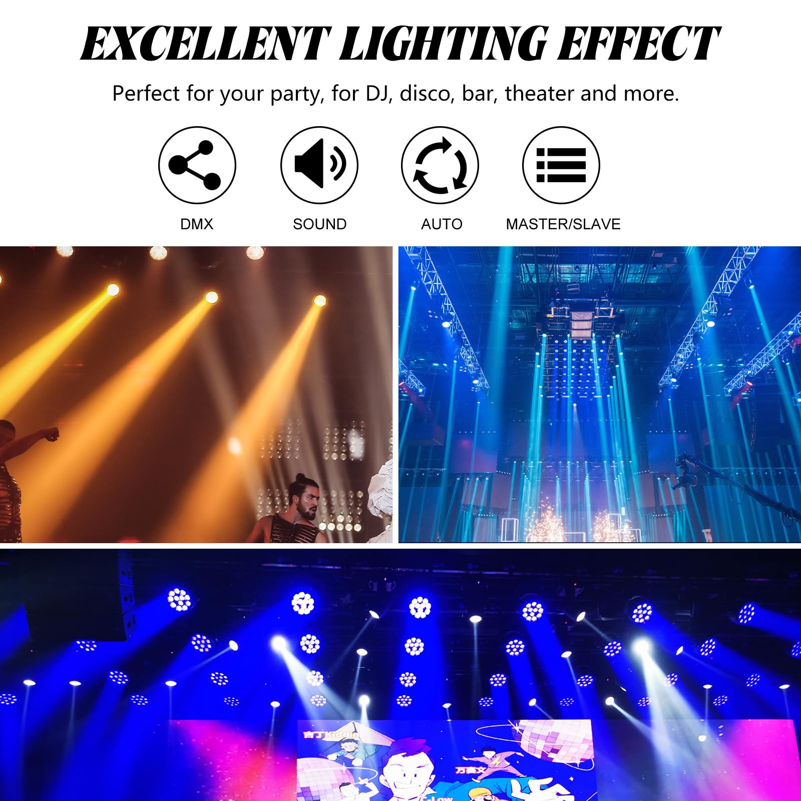 LED Par Lights Outdoor Waterproof Stage Light - 18x12w 4in1 + 18x18W 6in1 (54x2W)
