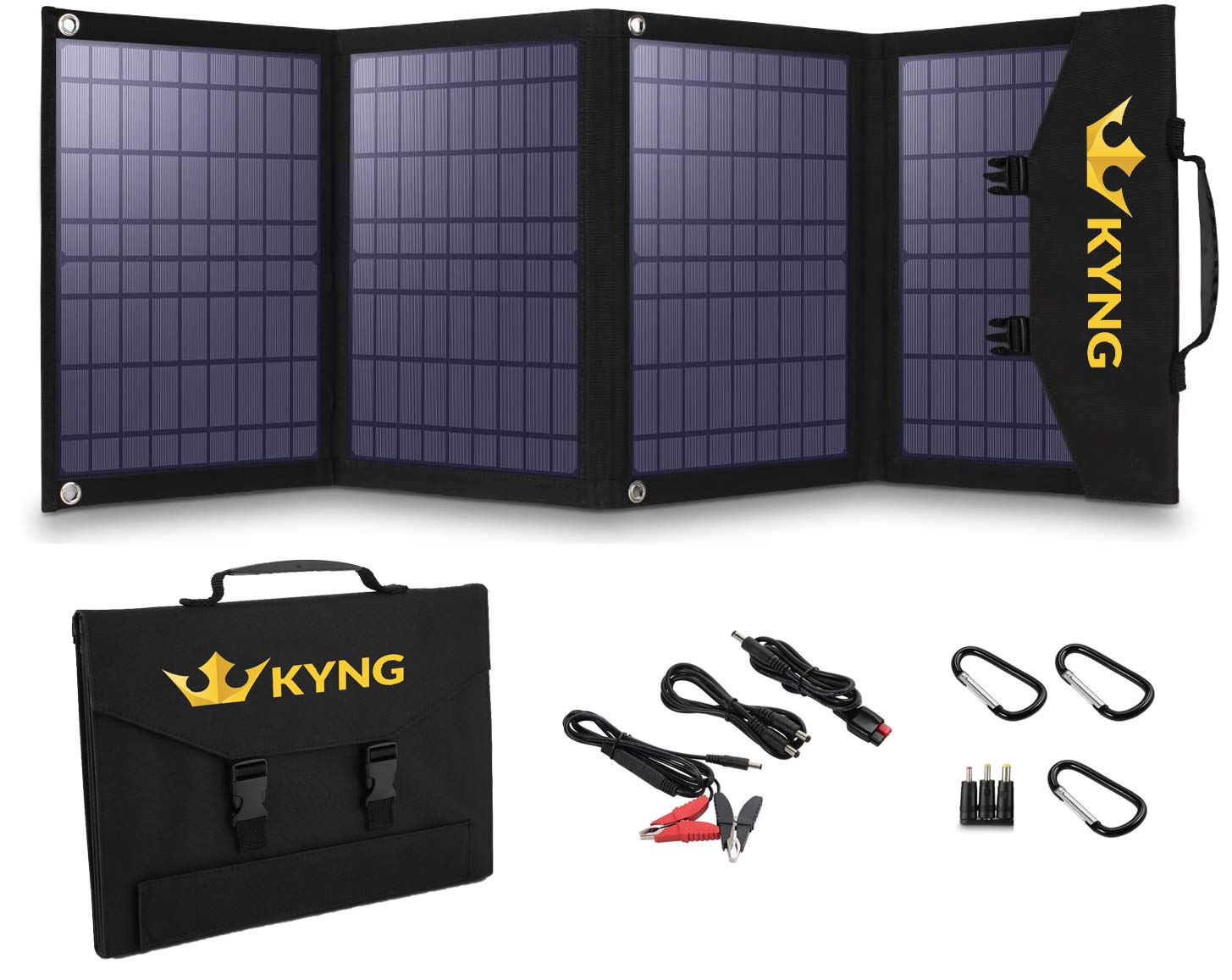 KYNG 120W Solar Panel Charger Portable Solar Panel 120 Watts Foldable Solar, Waterproof, RV Solar Kit, Camping, Fast Charging 18V with 3 USB Ports Charge Any Device
