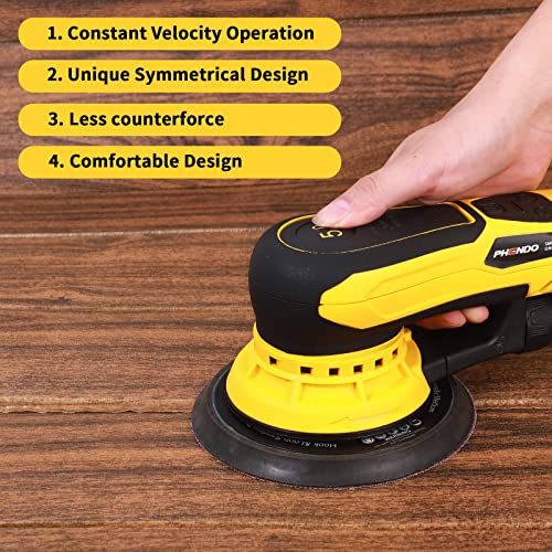 PHENDO Random Orbital Sander Brushless 350W 3A Multi-function Variable Speed Electric Corded Orbital Sanders Machine for Woodworking, car, Drywall Sanding, PolishingâŚ
