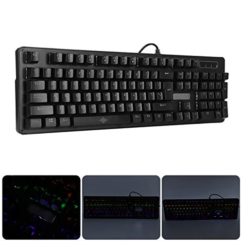 PUSOKEI Wired Gaming Keyboard, 104 Keys Mechanical Illuminated USB Keypad, for Laptop Desktop PC Computer, Plug and Play(Black)
