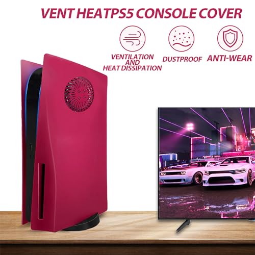 New for PS5 Custom Faceplate Cover Plates w/ Cooling Window Star Red Replacement, Compatible with for PlayStation 5 Disc Edition Console, Personalized Protection Face Shells + Anti-dust Net