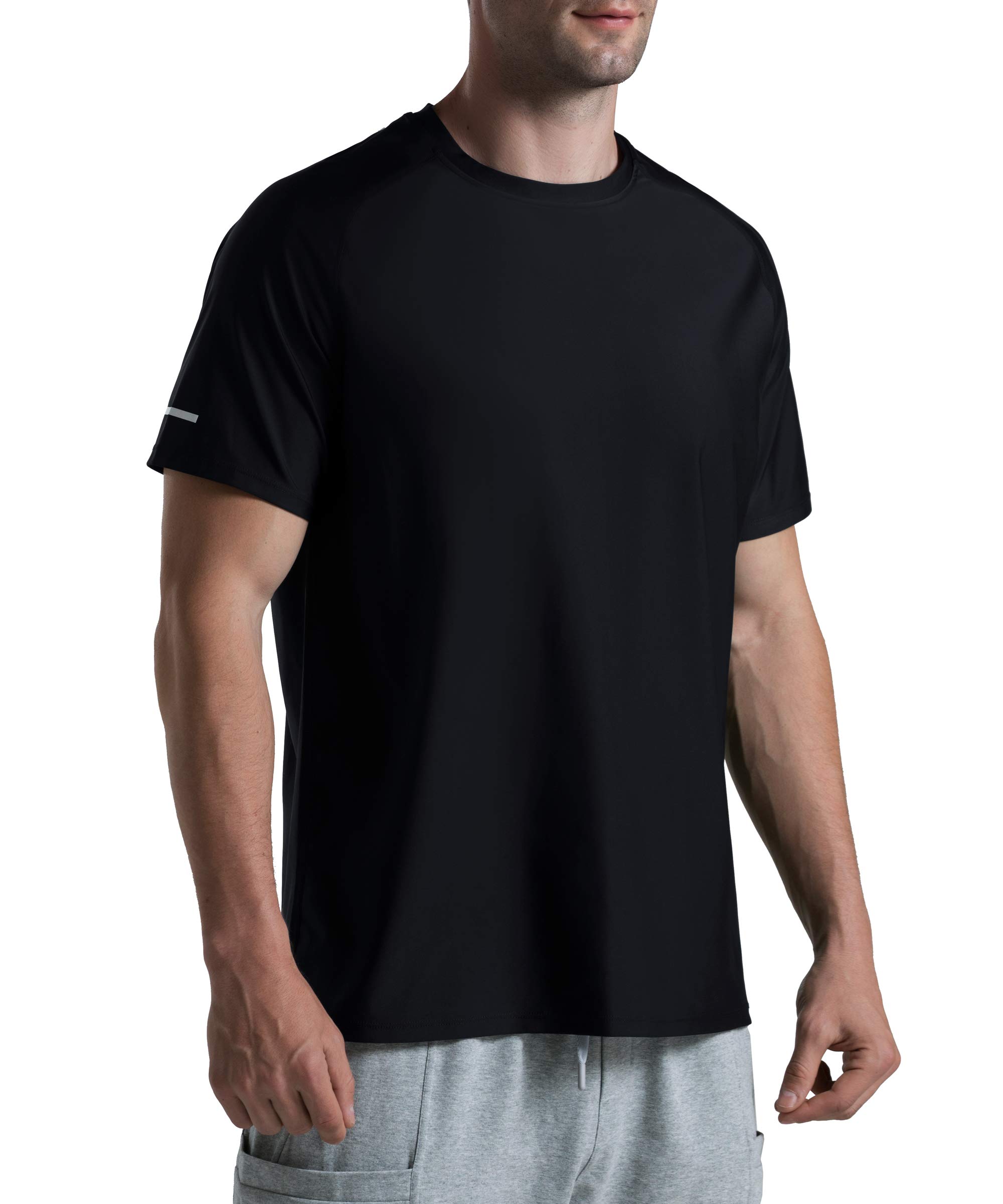 Men's Cooling Ice Silk Running Shirts Quick Dry Short Sleeve Athletic Gym T-Shirts UPF 50+ Outdoor Workout Tshirts Grey Brown