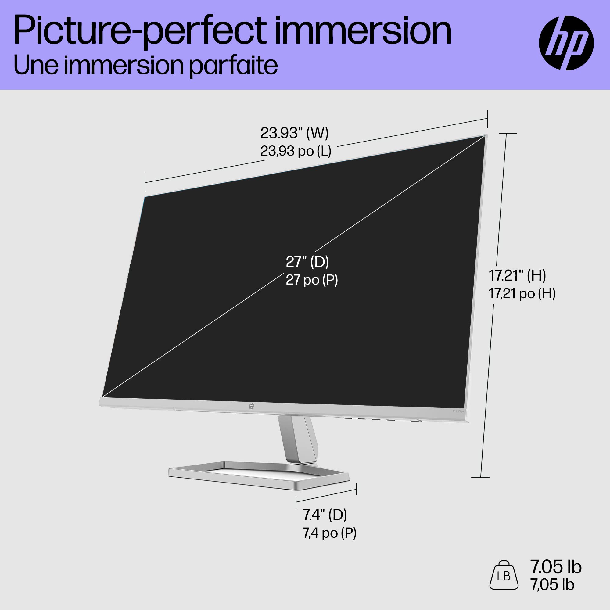HP 27-inch FHD Monitor with AMD FreeSync Technology (2021 Model, M27fw)