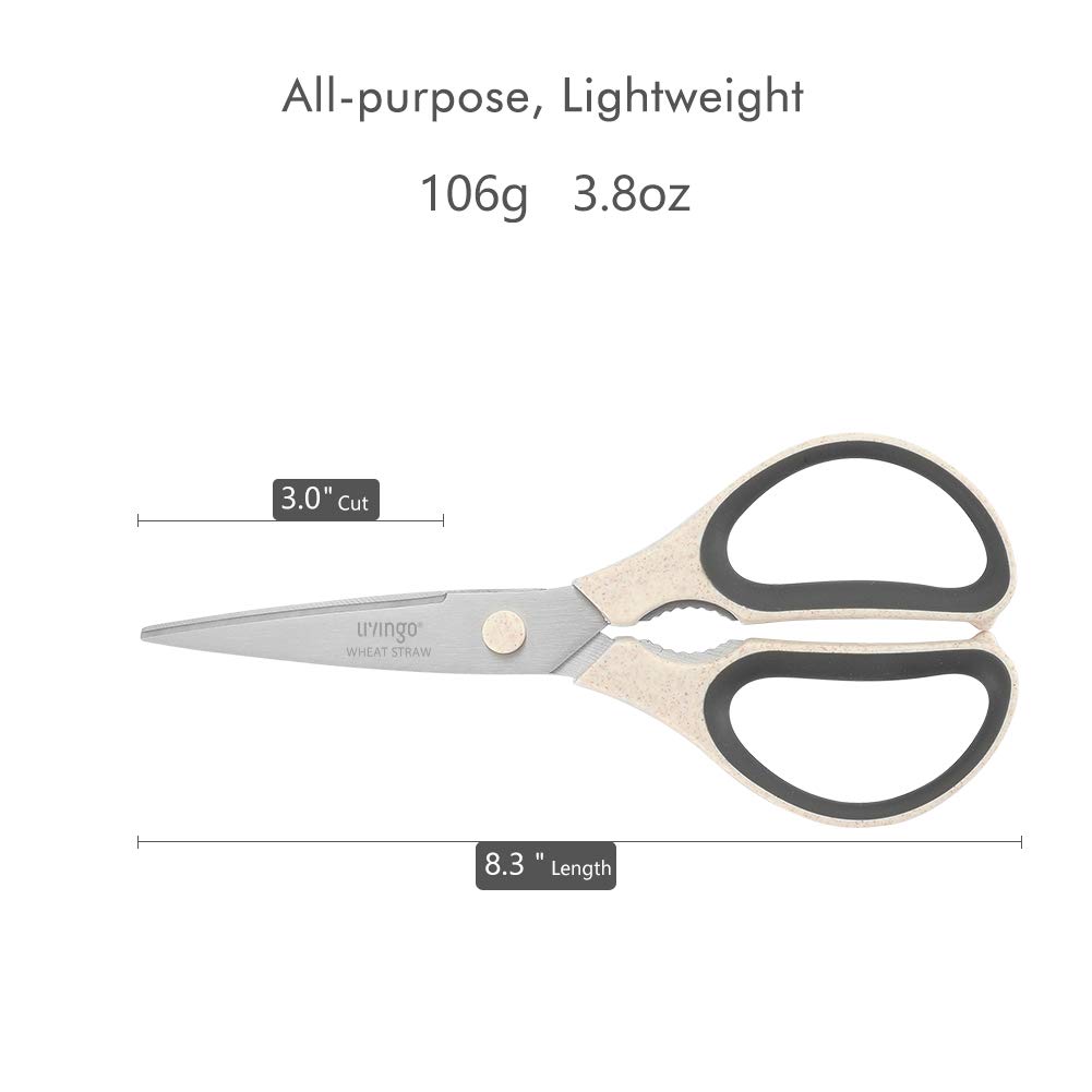 Kitchen Scissors Heavy Duty 2-Pack, LIVINGO Stainless Steel Kitchen Shears Come Apart, 8 Inch Dishwasher Safe Food Scissors for Cutting Chicken, Poultry, Wheat Straw Sharp Utility Cooking Scissors