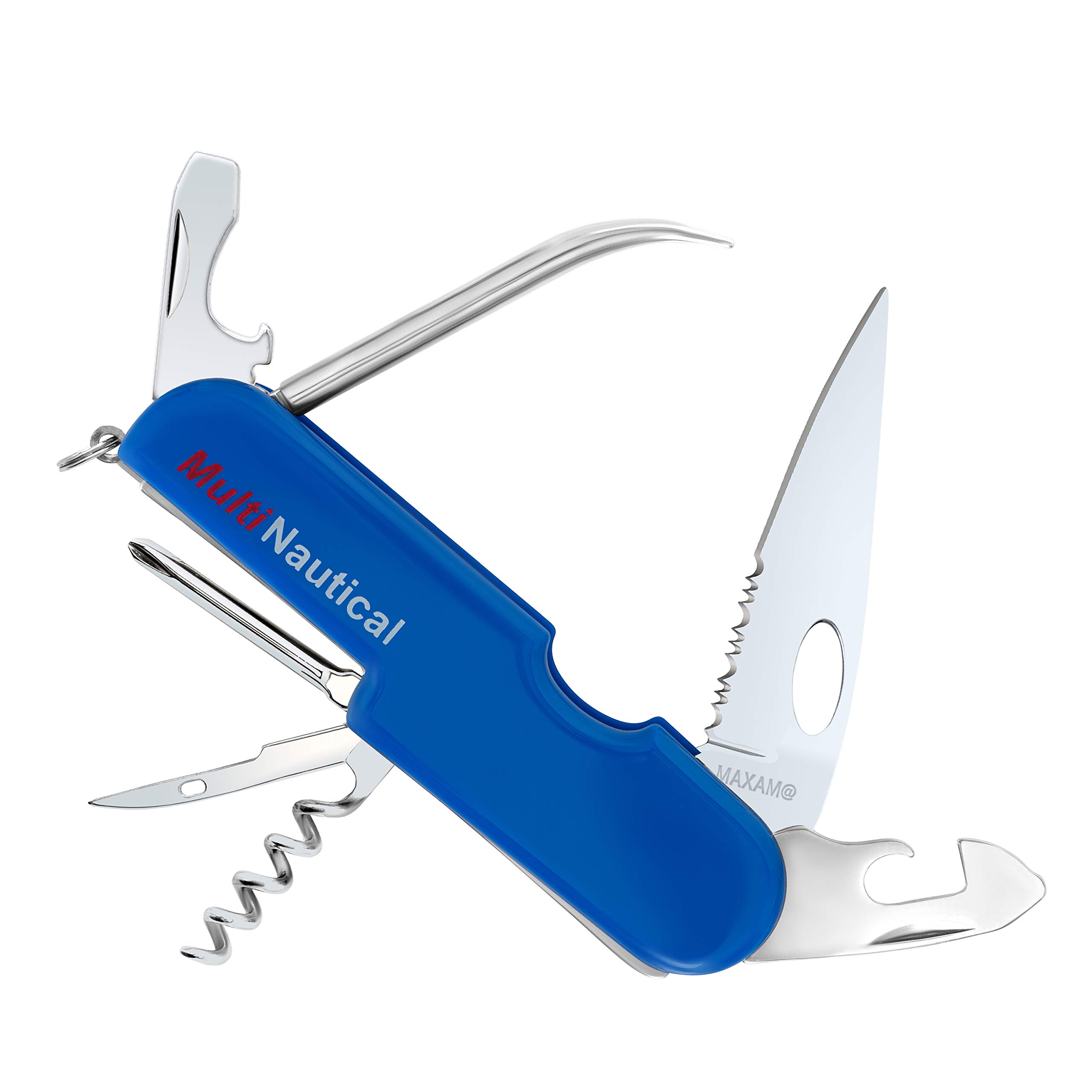 Maxam Multi-Function Sailor/Boating Knife, ideal for Fishing, or Sailing - Cutting Blade, Bottle Opener, Screwdriver, Reamer, Saw, Corkscrew, Marlin Spike