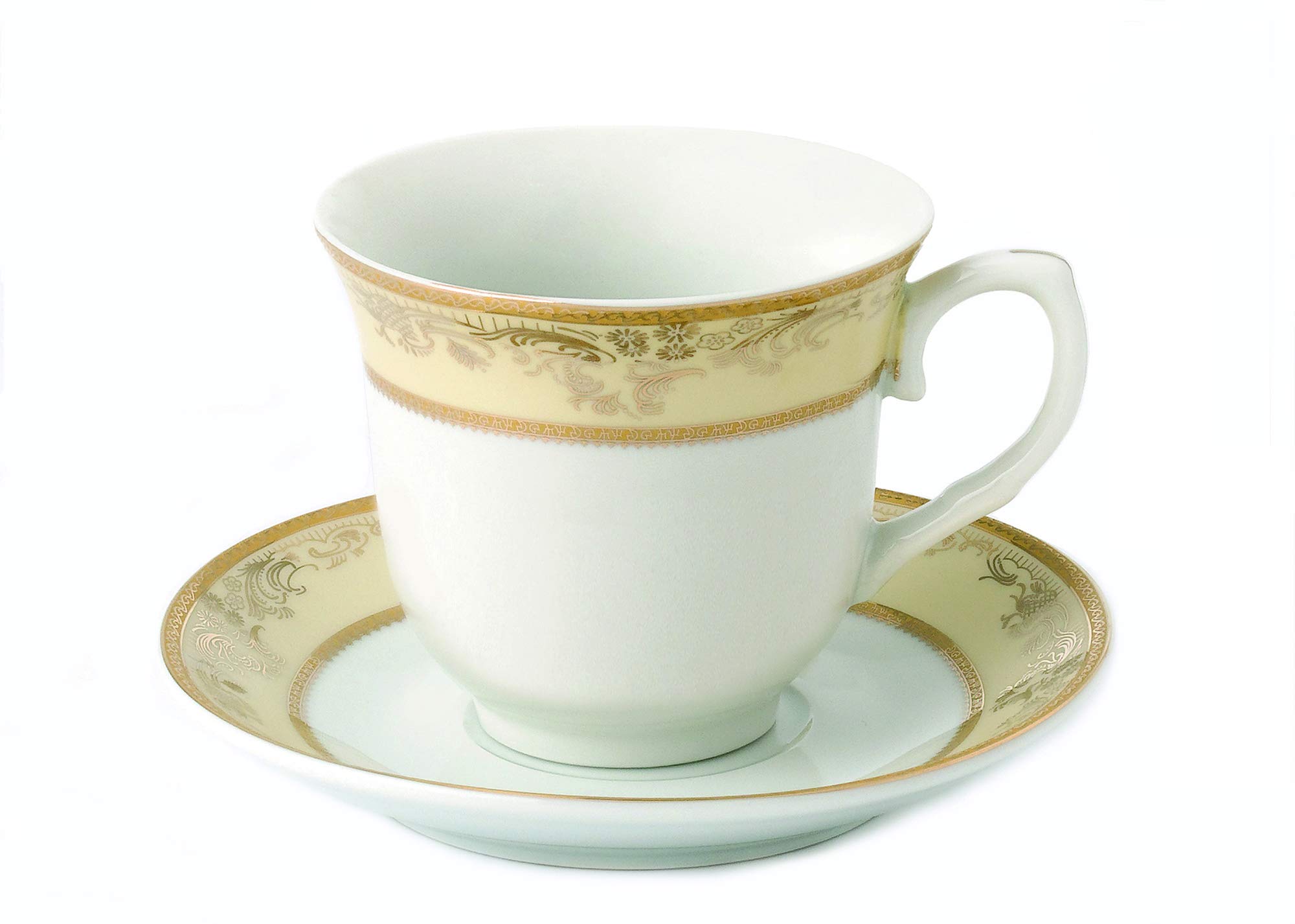 Lorren Home Trends Chloe-4 Cups and Saucers, One Size, Gold