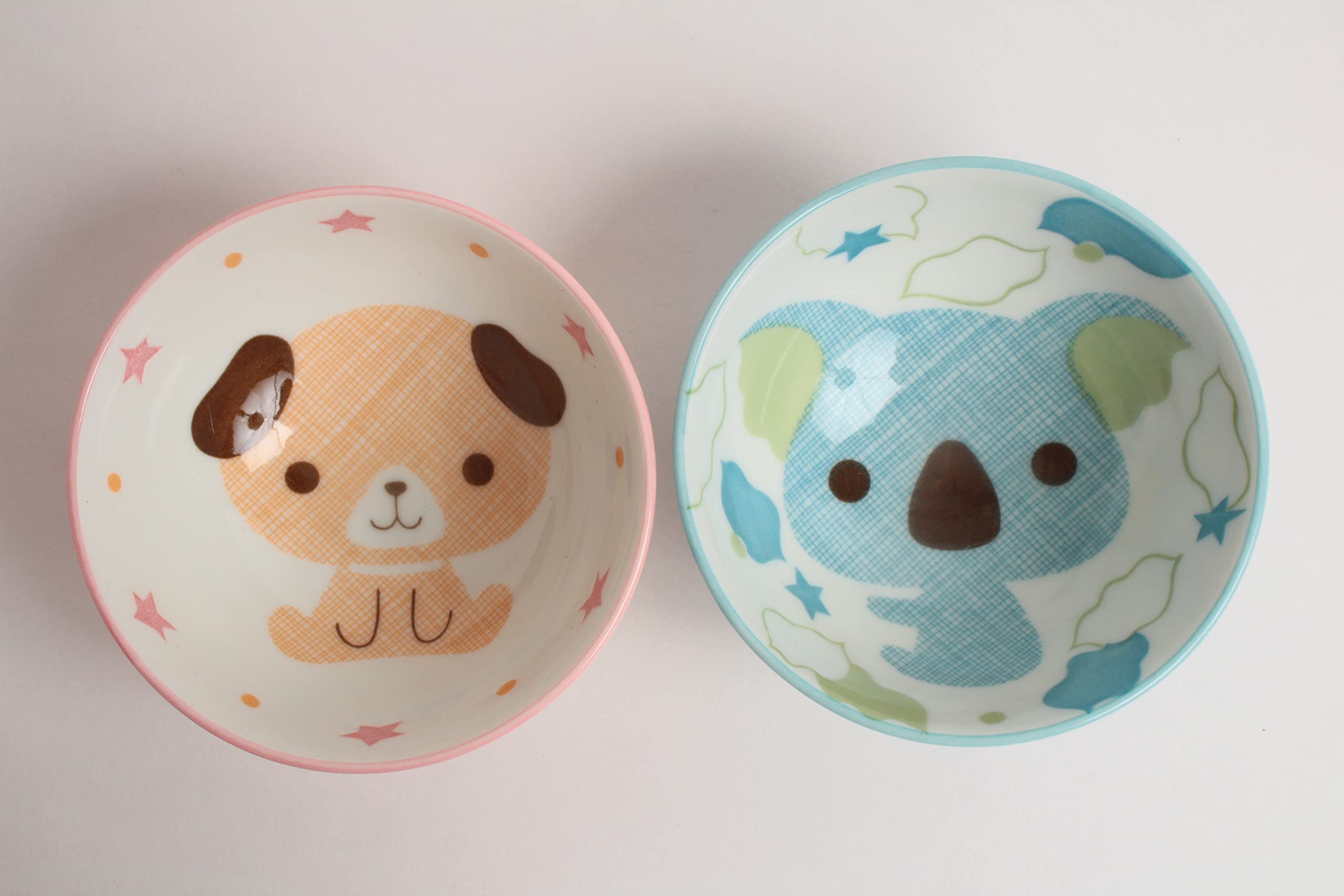 Mino ware Japanese Pair Kids Rice Bowl Dog & Koala Set made in Japan (Japan Import) MIG004