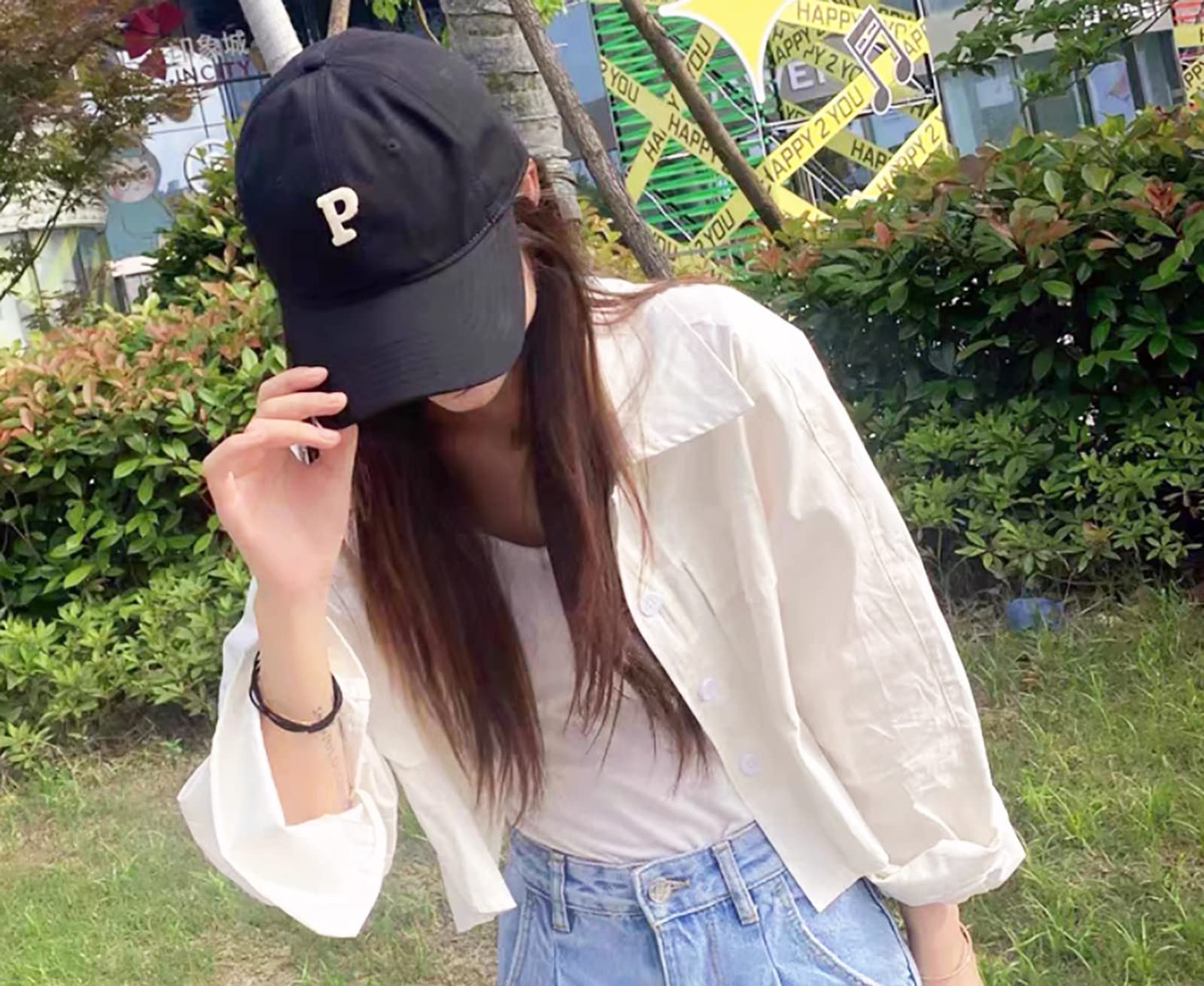 Men Women Letter Embroidered Baseball Cap, Cotton Adjustable Strap Outdoor Casual Hip Hot Hats Black