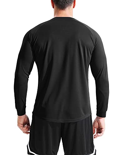 NELEUS Men's 3 Pack Running Shirt Long Sleeve Workout Shirts,5135 Black/Black/Black,S