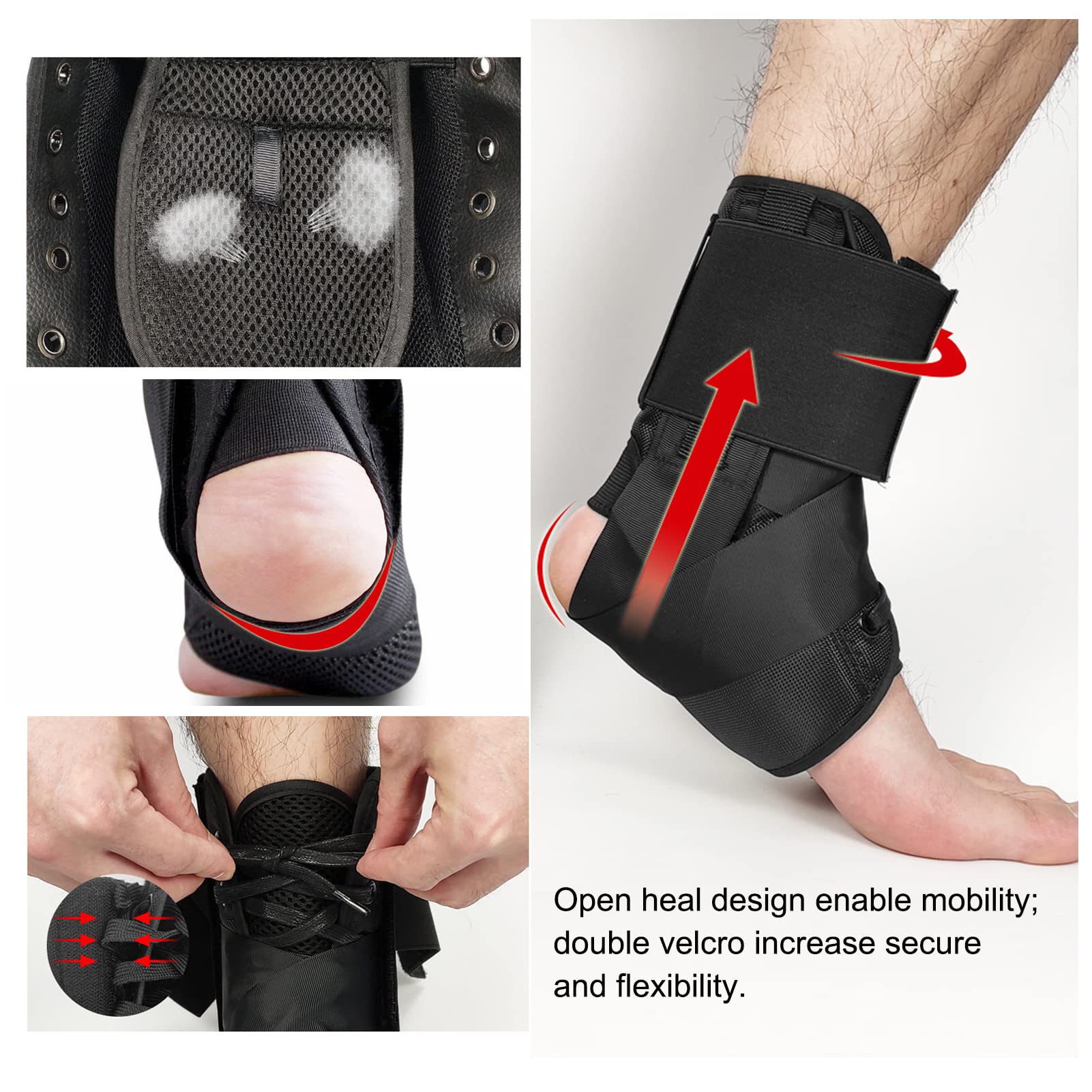 MECBOT Anti-Foot Drop Ankle Brace - Adjustable Support Ankle Foot Brace with Strap for Running, Hiking, Basketball and Sprain Injury Recovery (Large)