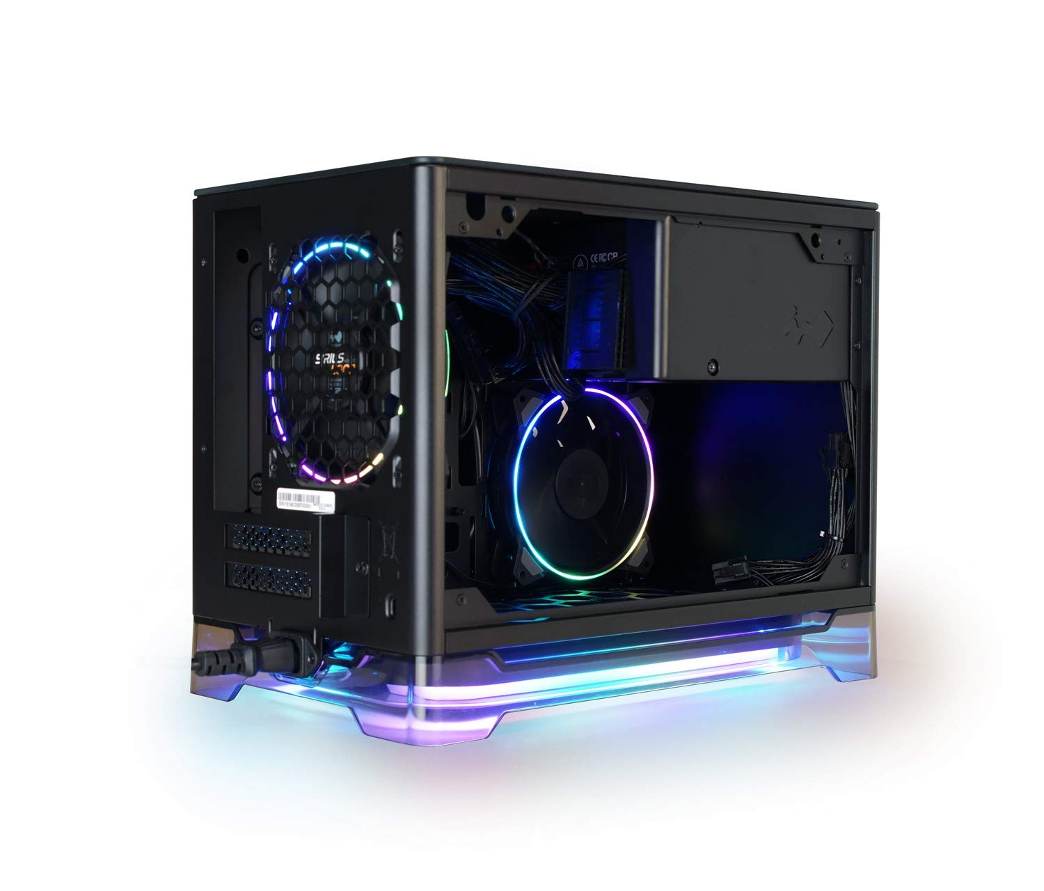 InWin A1 Plus Black Mini-ITX Tower with Integrated ARGB Lighting - 650W Gold 80 Plus Power Supply - Qi Wireless Phone Charger - Computer Chassis Case