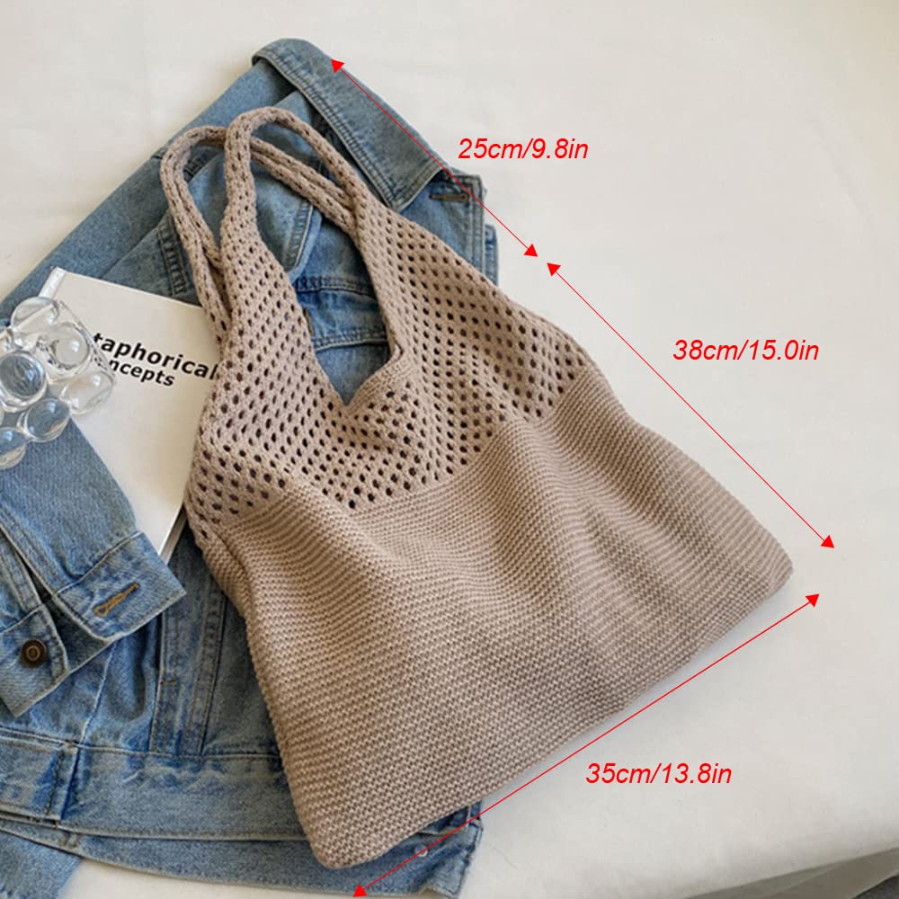 Knit Cute Handbag for Women Crochet Tote Bag Large Capacity Shoulder Hobo Bag