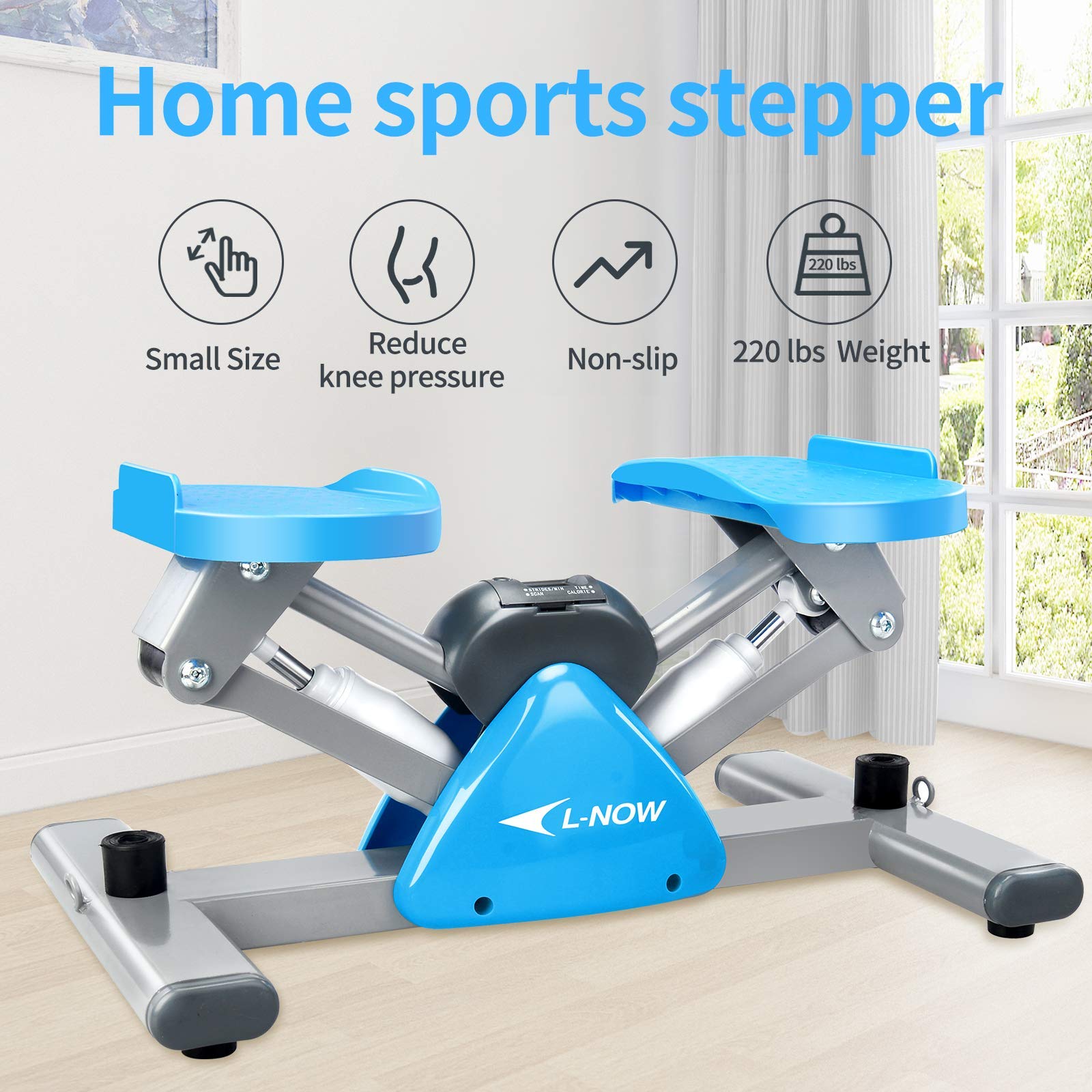 L NOW Mini Stair Stepper for Exercise Equipment Stair Stepper Machine with Resistance Bands and LCD Monitor,Mini Stepper for Indoor Workout