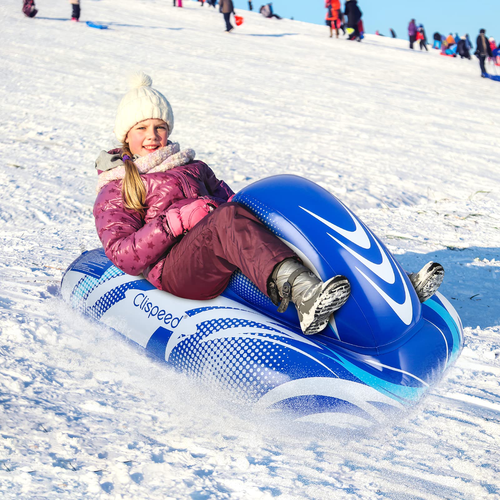 LIOOBO Ski Car Ski Inflatable Mat with Handle Anti- ski Slide for Kids Adults with Heavy Duty Handles (Blue)