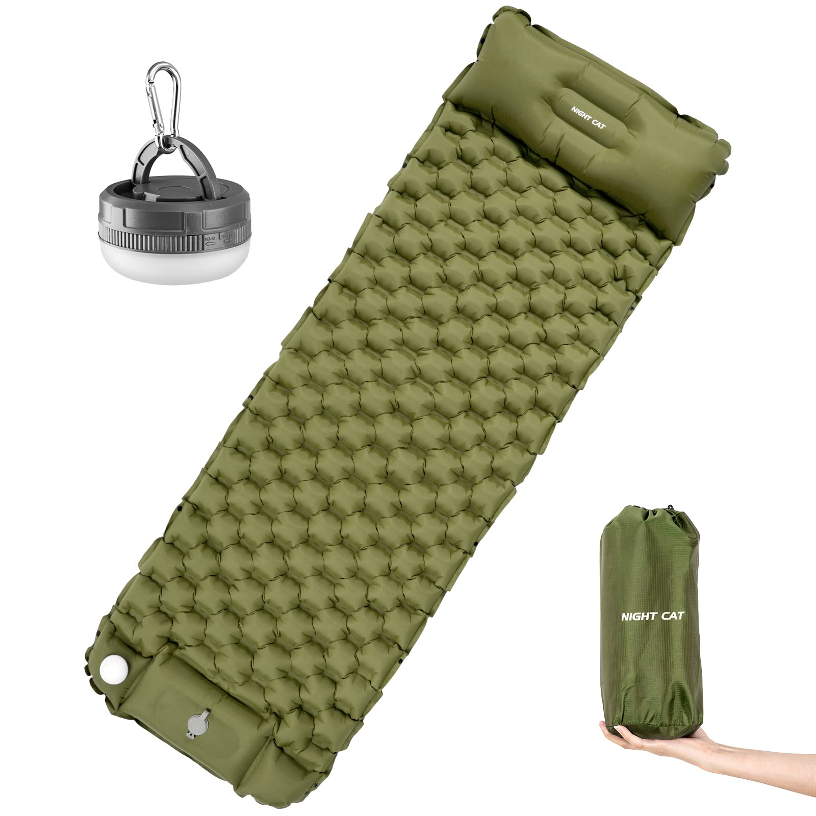 Night Cat Backpacking Tent with Inflatable Sleeping Pad Lightweight Waterproof Portable Easy Setup Outdoors for One 1 to 2 Persons