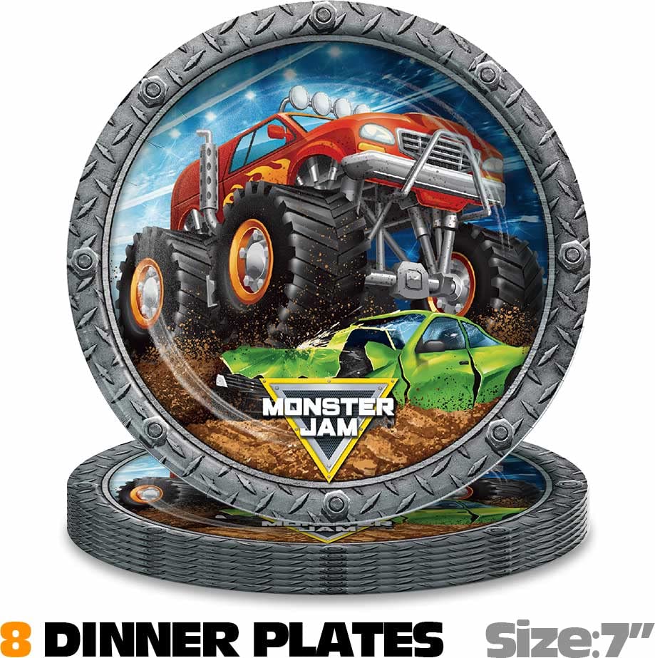Monster Jam Party Supplies Plates Monster Truck Decorations Birthday Decor Backdrop Banner