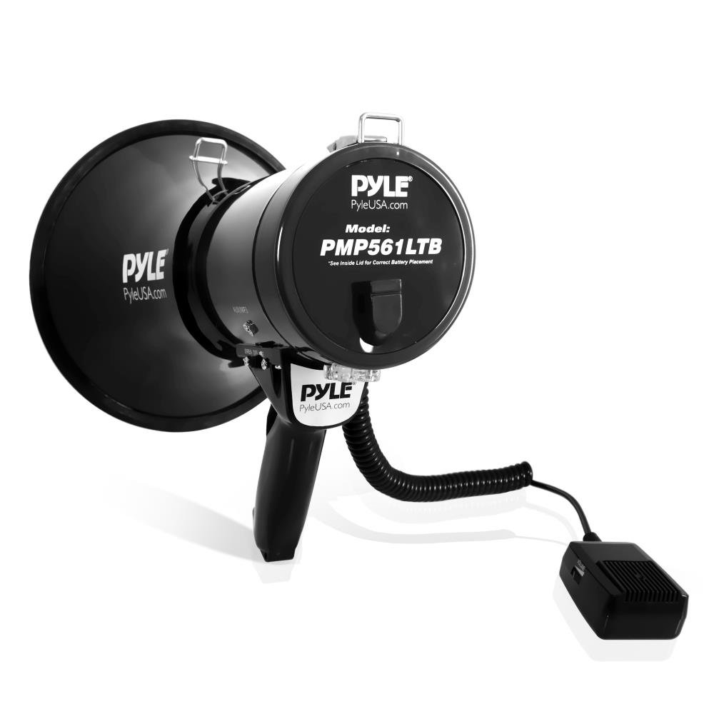 Pyle 50W Portable Megaphone Bullhorn Speaker with Microphone, Alarm Siren & Adjustable Volume - Indoor/Outdoor Use | Duracell Coppertop C Batteries, 8 Count Pack