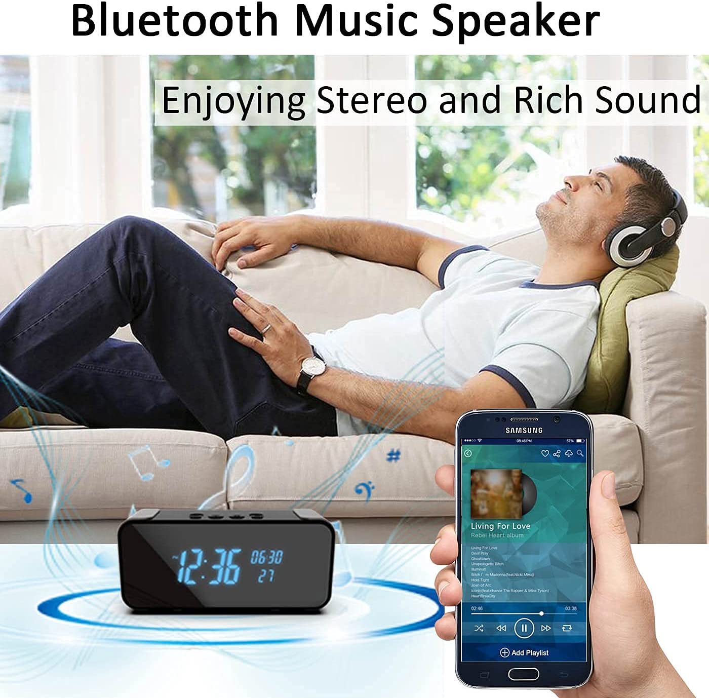 QAOLZCC WiFi-Hidden-Spy-Camera, Alarm Clock with Bluetooth Speaker 1080p/2K/4K Full HD Wireless Nanny Cam with Night Vision and Motion Detection Alarm, Security Recording with App