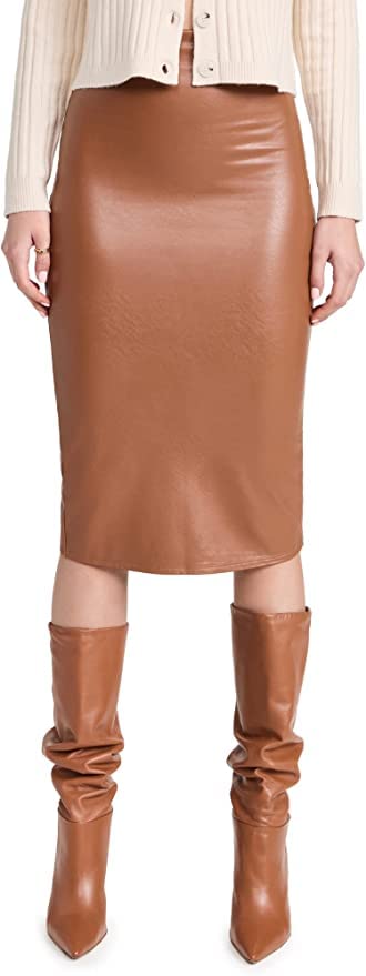Mosh Leather Women's Genuine Lambskin Leather Perfect Knee Length Skirts MS348 (as1, Alpha, x_l, Regular, Regular, Camel)