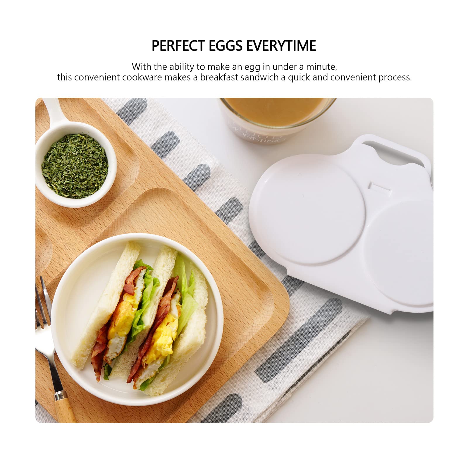 Microwave Egg Maker with 2 Cavity, Kitchen Essentials Food Grade cooking Ware, Microwaveable and Easy to Cook in 45 Seconds