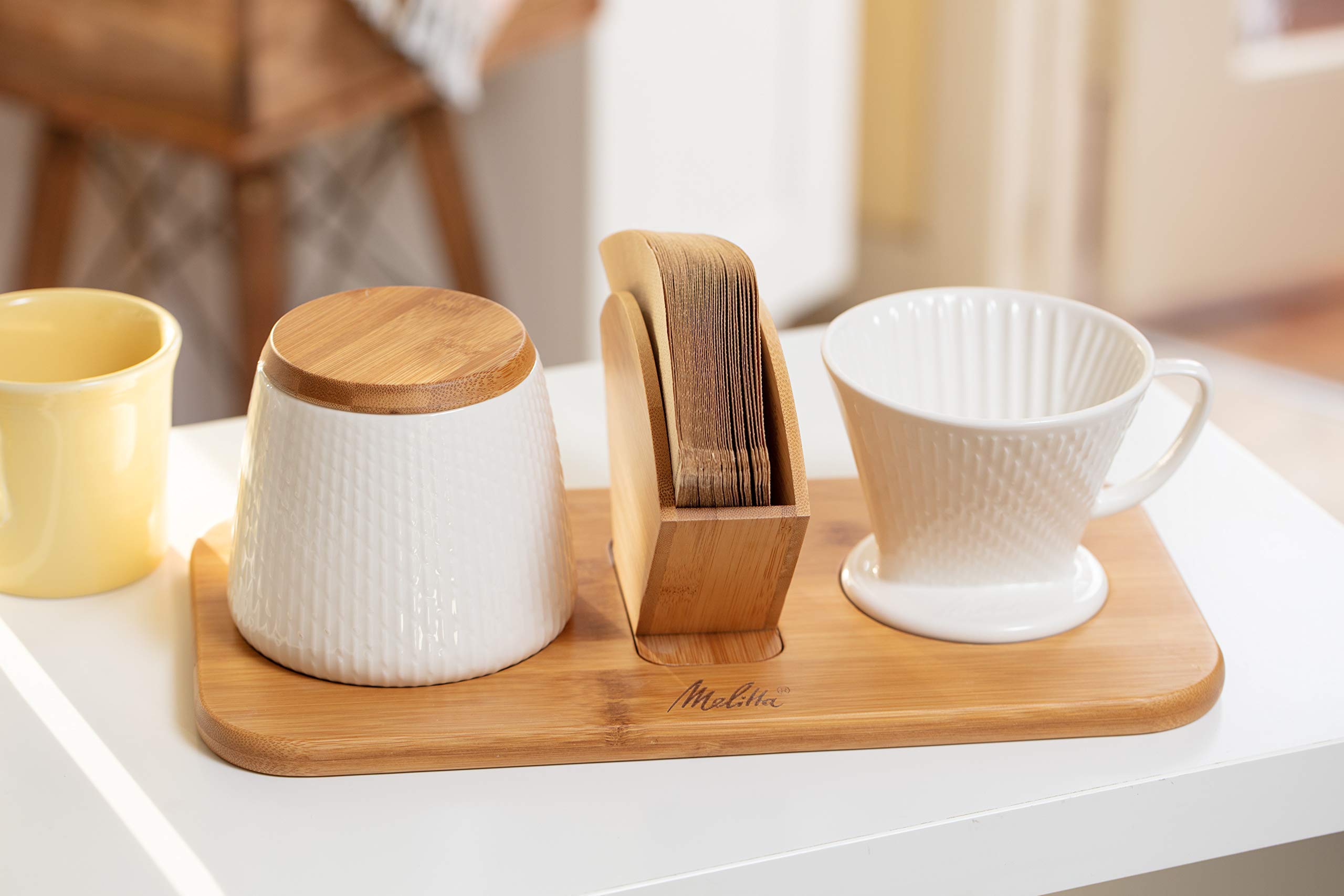 Melitta Artisan Porcelain Pour-Over Coffeemaker and Canister Set, White