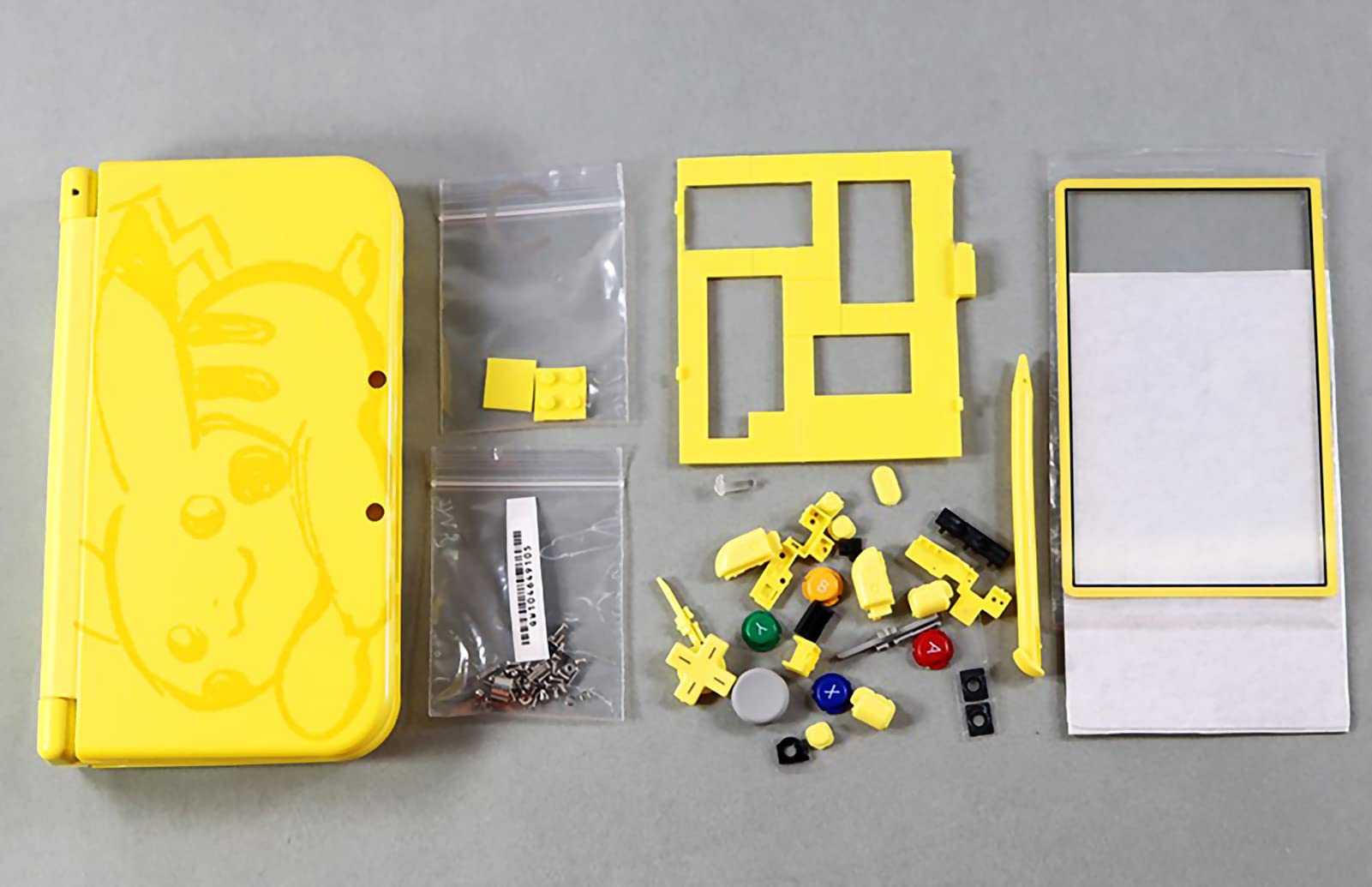 New3DSXL Complete Extra Housing Shells Replacement, Compatible with for Nintendo New3DS New 3DS XL/LL New3DSLL, Pikacu Yellow Case Cover Plates + Buttons + Screws + Stylus + Joy Cap Full Set