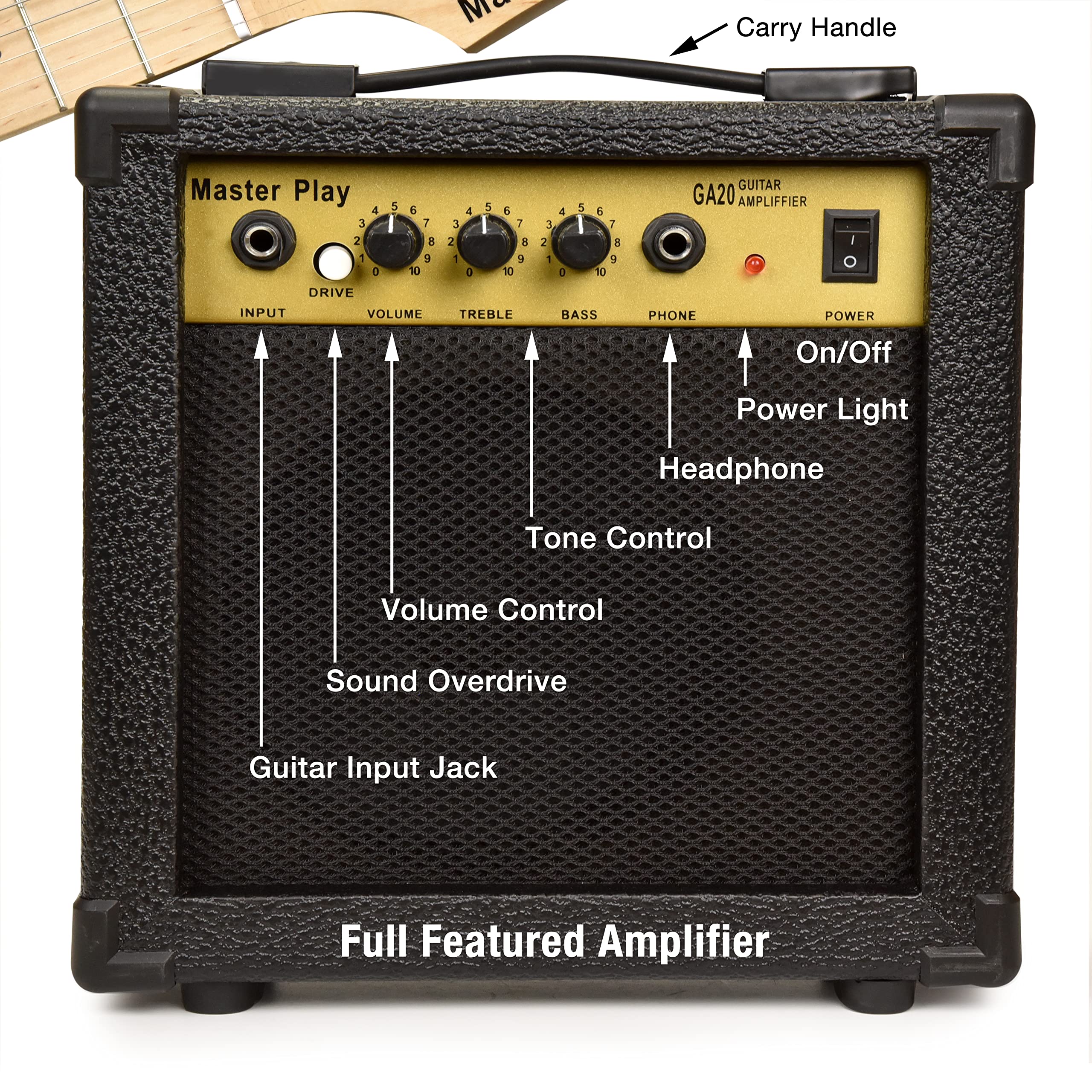 Master Play 30 Inch Electric Guitar,For Kids/beginner With Complete Starter Kit, 20 Watt Amp, 6 Extra String, Picks, Gig Bag, Shoulder Strap, Digital tuner, Cable, Wash Cloth