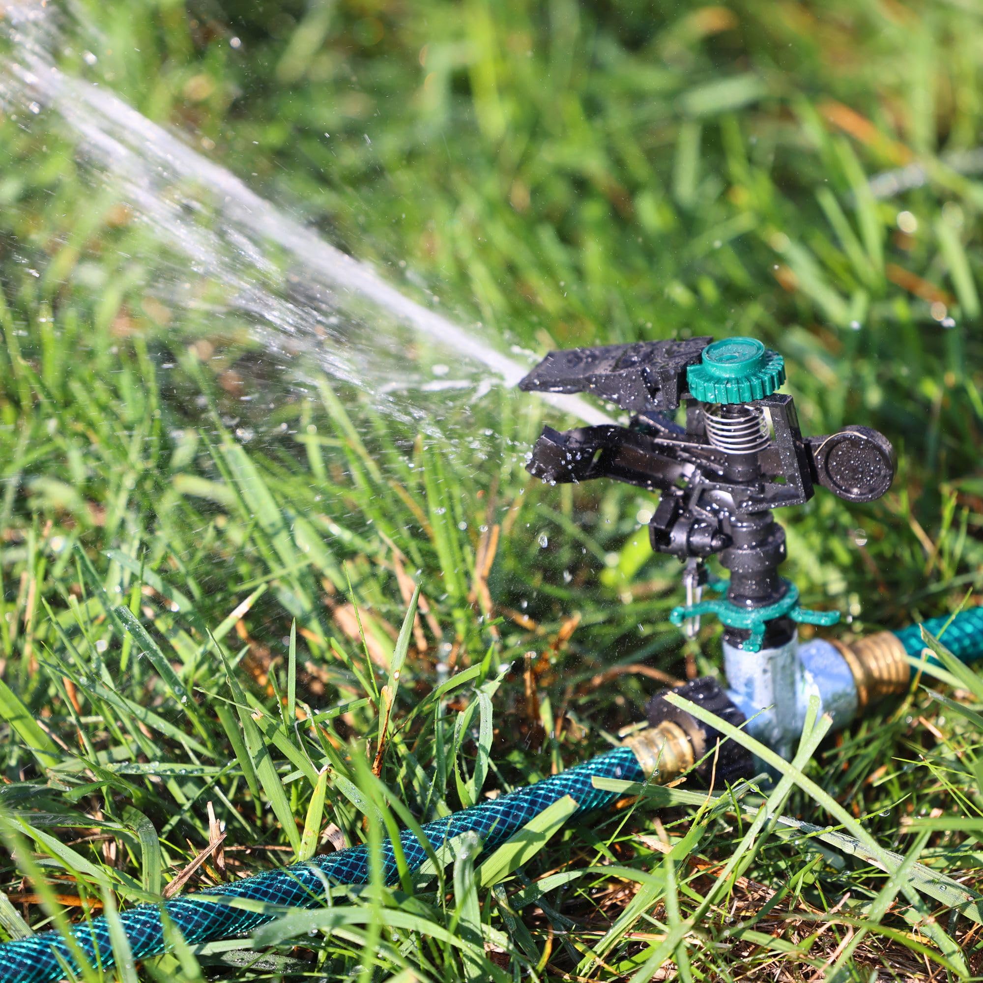 Melnor 65176AMZ Pulsating Sprnk w/Spike Sprinkler Bundle, Green, Black