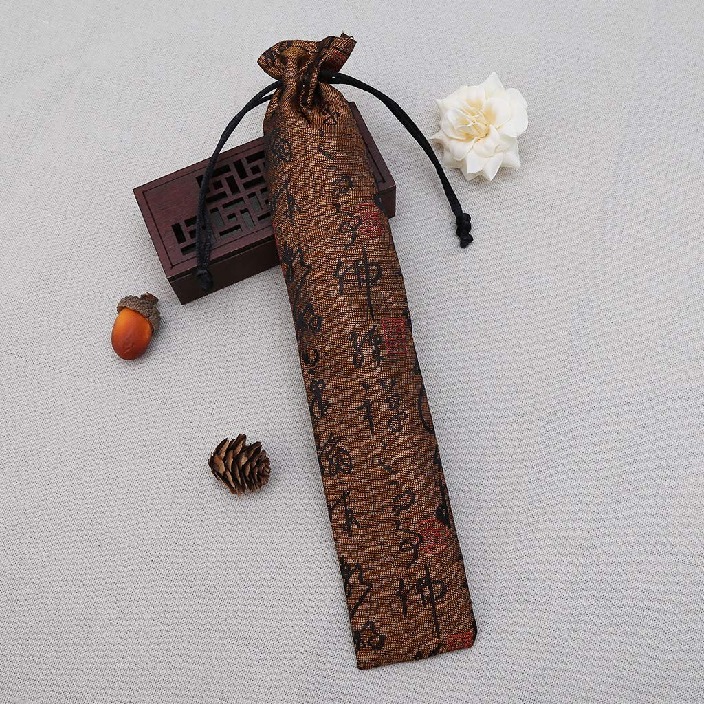 LIQURIJU Fan Pouch Chinese Calligraphy Style Decorative Folding Hand Fan Bag Dustproof Holder Protector Pouch Case Cover Gifts Purple