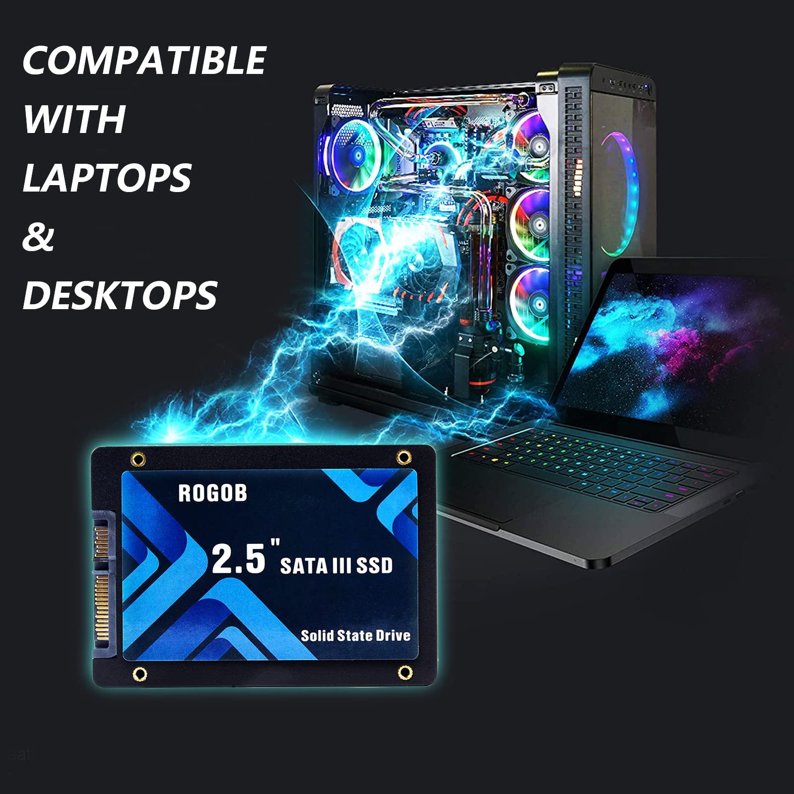ROGOB 120GB SATA III 6GB/S SSD 2.5 inch 7mm (0.28") Internal Solid State Hard Drive for PC Laptop Ultrabook Desktop