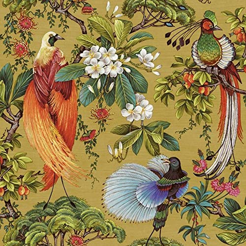 Holden Outside in Songbird Bird Theme Oriental Tropical Wallpaper Feature Wall Bedroom Livingroom Plum Deep Purple 13150