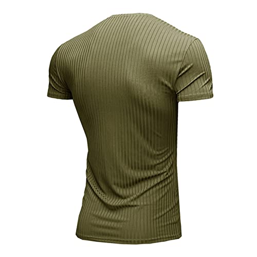 Men's Fashion Athletic T Shirts Short Sleeve V-Neck Shirts Muscle Workout Solid Color Tee Shirt Top