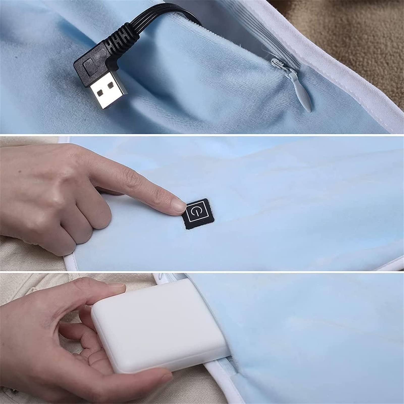 LJJSMG Heated Blanket USB Heated Shawl Plush Throw Blanket with Pillowcase,Heated Throw Blanket Electric Lap Blanket,USB Heated Blanket Heated Cape Flannel Blanket (Color : Green)