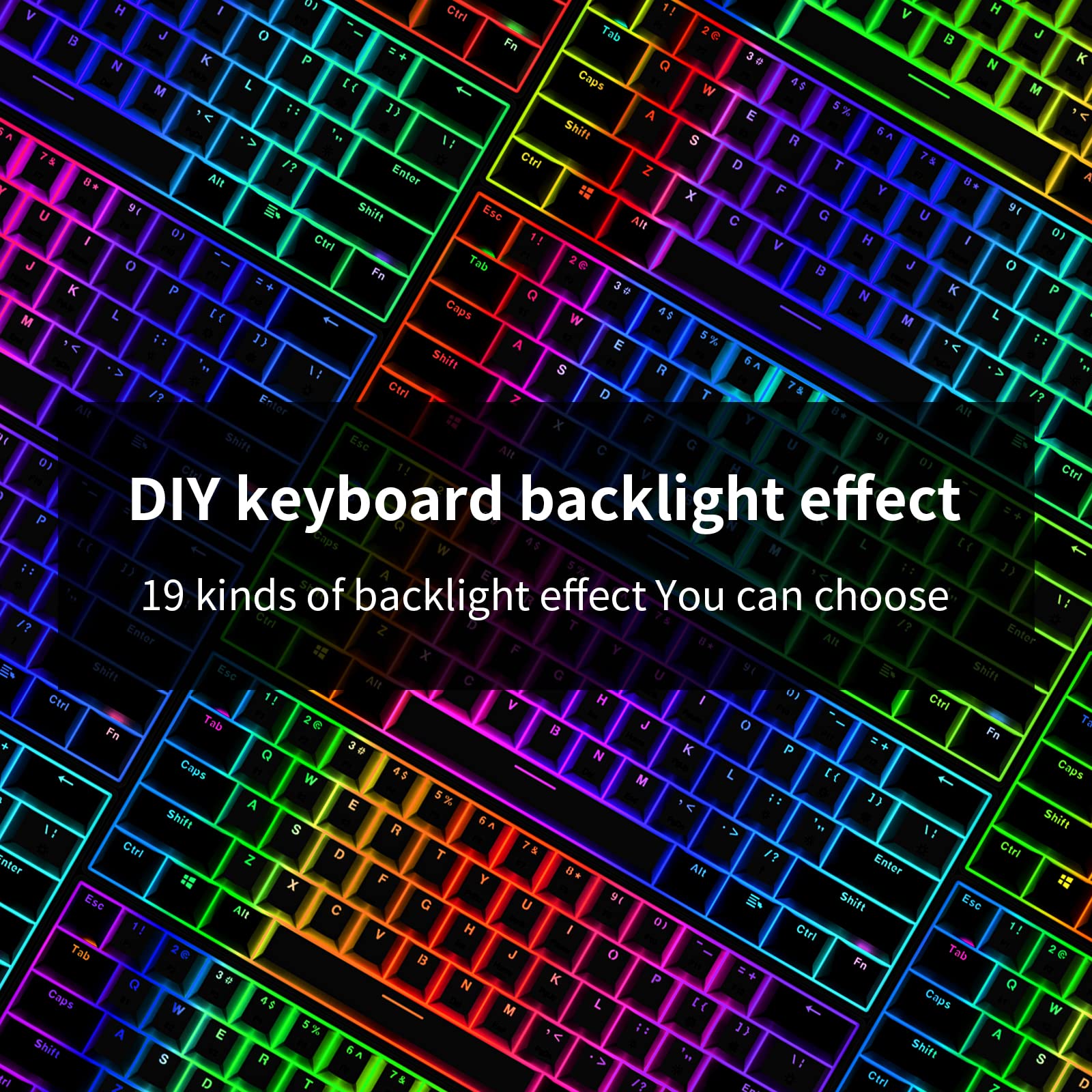 Newmen GM610 60% Mechanical Keyboard,Type-C/Bluetooth Keyboard with RGB Backlit, Hot-Swappable 61 Keys Compact Mechanical Keyboard for Mac/PC Gamer, Travel, Easy to Carry on Business Trip(Blue)