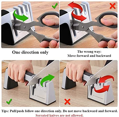 LJJSMG Kitchen Knife Sharpener,4 in 1 Professional Knife Sharpener, Pocket Knife Sharpener,Ceramics,Tungsten Steel,Diamond Sharpener,Quickly Restore The Sharp Of The Knife