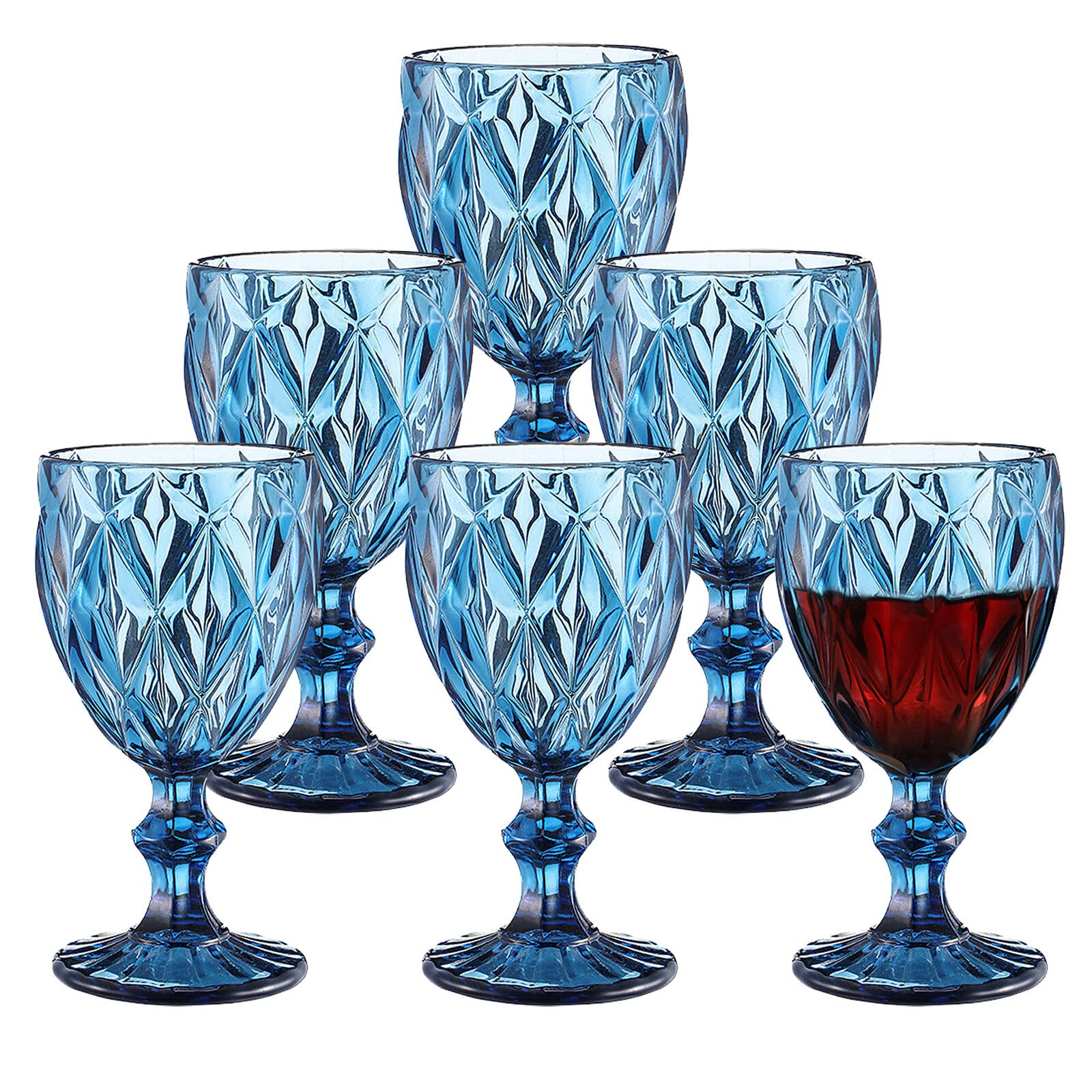 Kawlity 6pcs Glass Goblet Vintage Retro Glass Goblet Stemware Wine Goblet Wine Cup Glassware for Beverage Wine