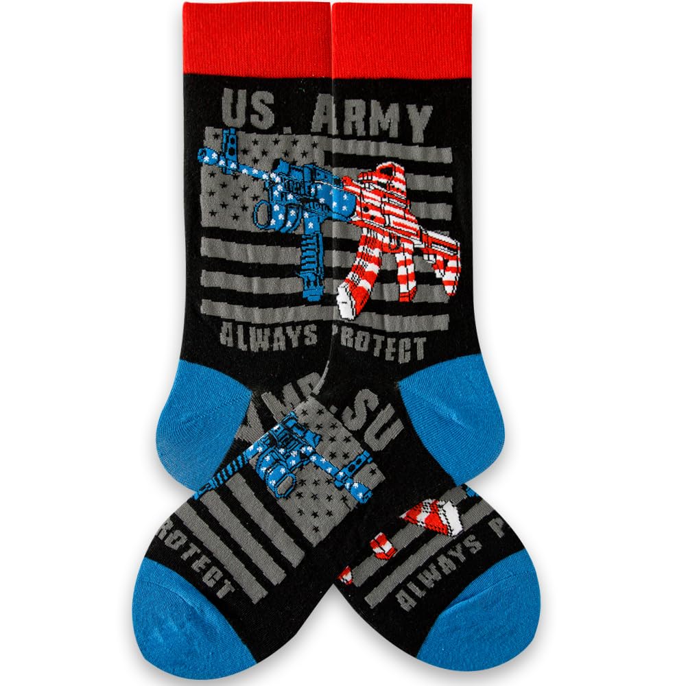 HSELL Mens Fun Patterned Dress Socks Funny Novelty Crazy Design Cotton Socks Gift for Men (4 Pairs - Car)