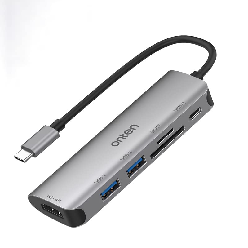pickyegg.com 6 in 1 Multiport Type C HUB Thunderbolt 3 Dongle Adapter with HDMI USB TF SD Card Reader PD 3.0 Charging Port